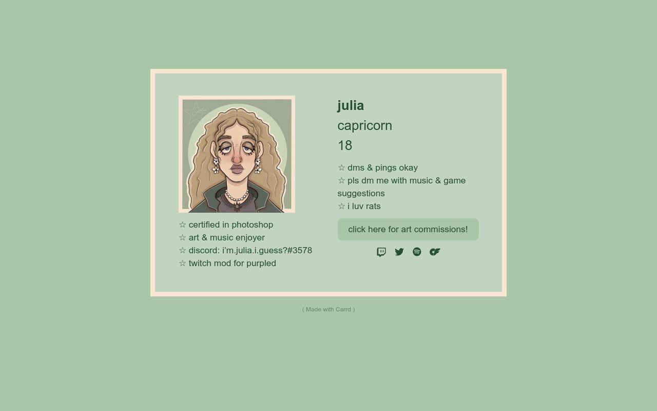 julias very cool card